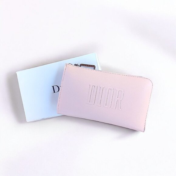 Dior | Bags | Dior Nib Pink Cosmetic Pouch Clutch Pebble Leather ...